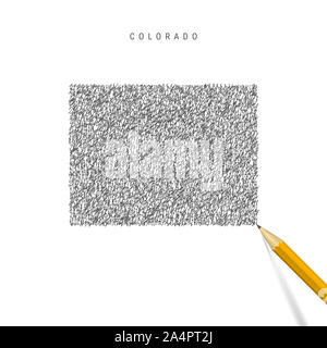Colorado US state map pencil sketch. Colorado outline contour map with ...