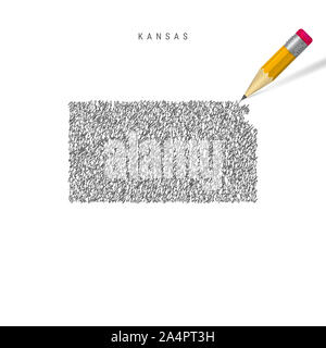 Kansas scribble map on a white background Stock Photo - Alamy