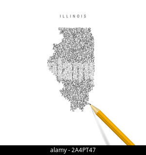 Illinois scribble map on a white background Stock Photo - Alamy