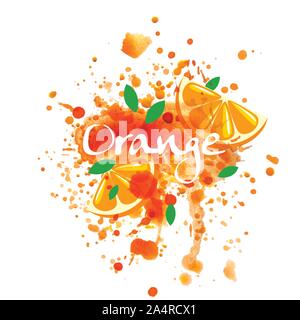 Vector logo orange juice splatter on white background Stock Vector ...