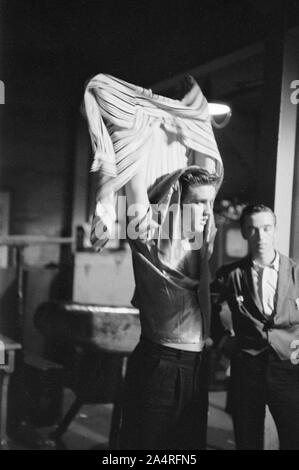 Elvis Presley and Gene Smith backstage at the University of Dayton ...