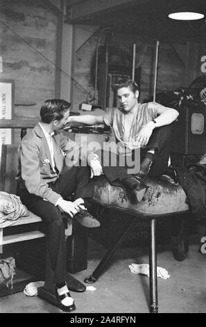Elvis Presley and Gene Smith backstage at the University of Dayton ...