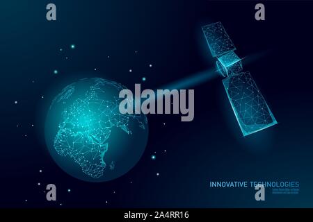 Telecommunication defense satellite 3D in space. Orbital sputnik ...