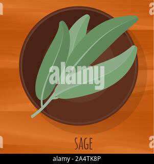Sage plant icon flat vector. Herb leaf. Stick smudge isolated Stock ...