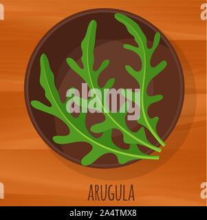 Arugula herb icon flat vector. Rucola salad. Leaf plant isolated Stock ...