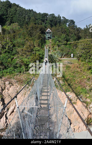 New Zealands longest swing bridge over the Buller Gorge Stock Photo - Alamy
