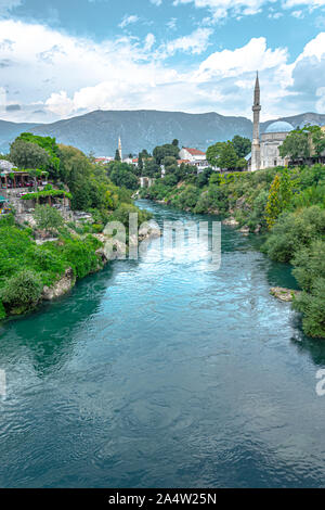 Aerial view of the valley of river Neretva in Bosnia and Herzeovina ...