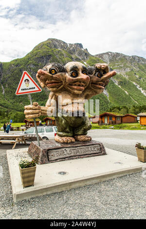 Troll monument in Geiranger, Norway. Trolls evil personages of popular ...
