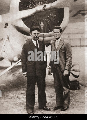 Pilot Wiley Post (1898-1935) with actor Will Rogers (1879-1935), the ...