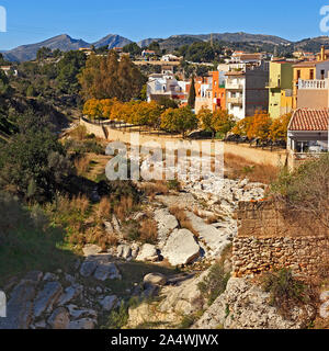 The dry gorge passing through Gata de Gorges in the Province of ...