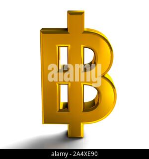 Thailand Baht THB Currency Sign Symbols Gold Color, 3d render isolated ...