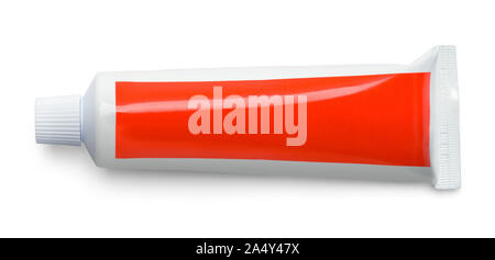 Red Tube of Toothpaste Isolated on White Background Stock Photo - Alamy