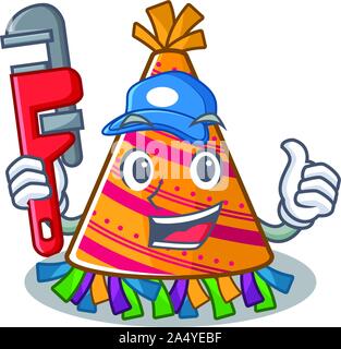Plumber party hat mascot cartoon Stock Vector Image & Art - Alamy