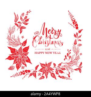 Floral Christmas Wreath with Poinsettia Stock Vector Image & Art - Alamy