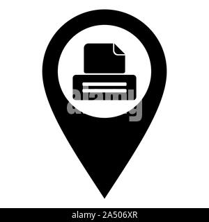 Printer and location pin Stock Photo - Alamy