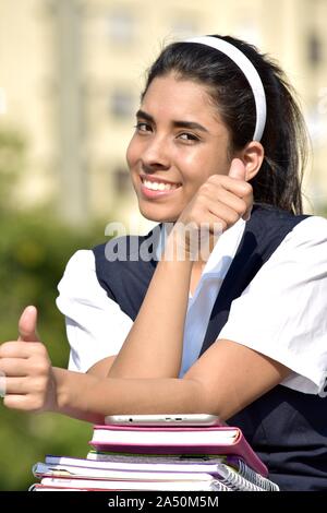 Successful Girl Student With Notebooks Stock Photo - Alamy