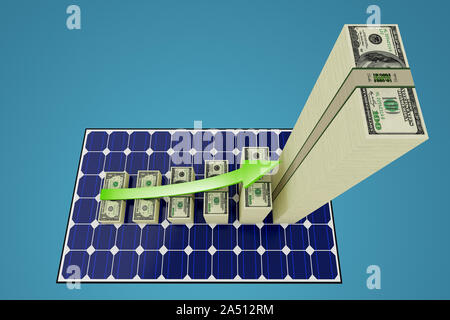 Solar Panel - Bar graphs made from Euro banknotes showing profit ...