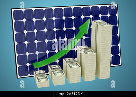 Solar Panel - Bar graphs made from Dollar banknotes showing profit ...