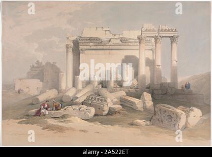 Ruins of the eastern portico of the Temple of Baalbec May 6th 1839 ...