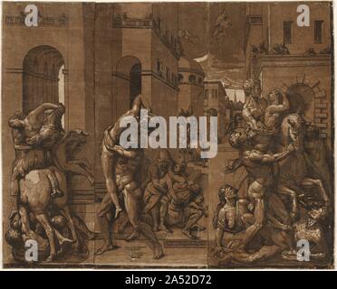 The Abduction of the Sabine Women - by Andrea Andreani in 1585 Stock ...