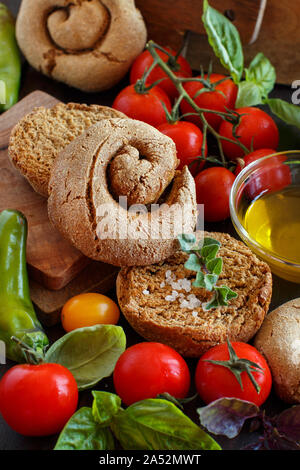 Frisella, typical south italian bread with vegetabes Stock Photo - Alamy