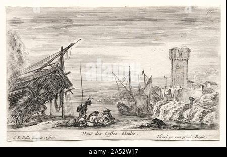 Stefano Della Bella (Italian, 1610-1664), Galley Slave Hauling a Ship's ...