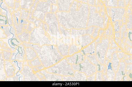 Vector map of Tangerang, Indonesia. Urban city road map poster ...