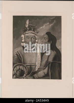 Two native men, one with a headdress Stock Photo - Alamy