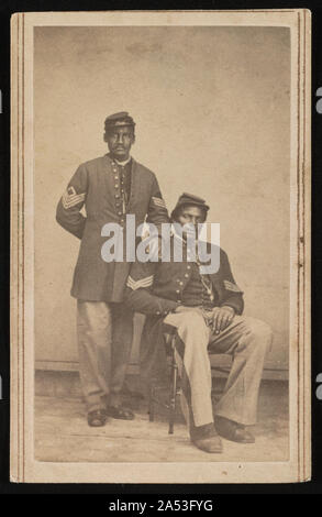 Two unidentified African American soldiers in Union sergeant's uniforms ...