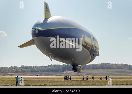 Goodyear blimp Wingfoot One flies over the Hard Rock Stadium as the Los ...