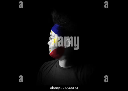 Portrait side view of young Filipino female model in stylish outfit and ...