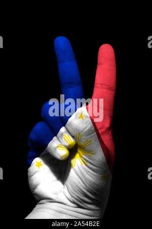 Peace hand sign of a Filipino Stock Photo - Alamy