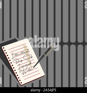 International Day Of Imprisoned Writer Design with a pen that writes on ...