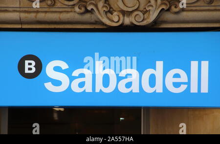 Sabadell bank logo seen in Barcelona Stock Photo - Alamy