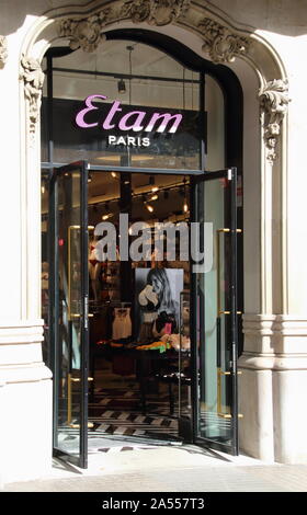 A shop sign of Etam in Paris, on April 9, 2020 in Paris, France. Photo ...