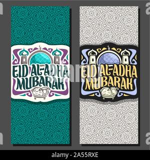 Celebration cards Eid Al Adha Mubarak or Bakrid Mubarak. Vector Stock ...