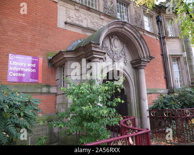 Exterior and entrance to Ilkeston Public Library, built as a Carnegie ...