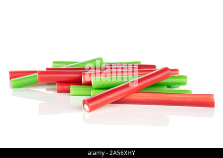 Lot of whole disordered sweet stick candy isolated on white background ...
