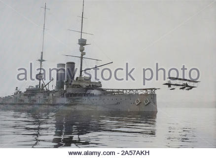WW1 Biplane on Warship Stock Photo - Alamy