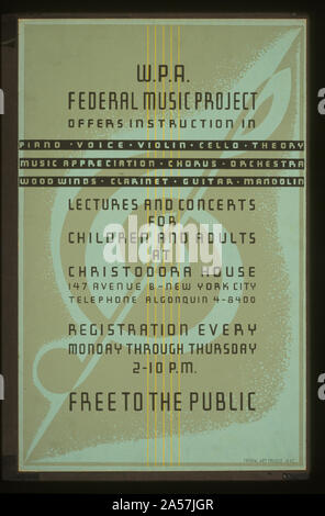 Poster for Federal Music Project instruction in music for children and ...