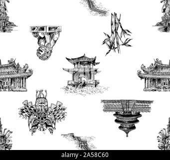 Taiwan temple pattern seamless vector repeat geometric for any web ...