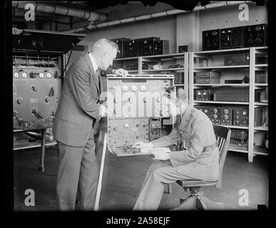A photograph of a Signal Corps radio apparatus taken in 1919. The image ...