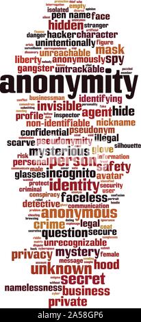 Anonymity word cloud concept. Collage made of words about anonymity ...
