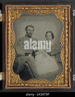 Unidentified officer in Confederate uniform with wife and baby Stock ...