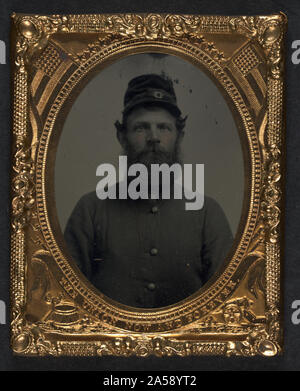 A photograph of an unidentified Union cavalry officer, dressed in ...