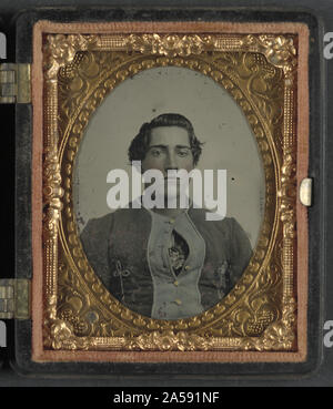 An unidentified soldier of the 34th Indiana Infantry Regiment is shown ...