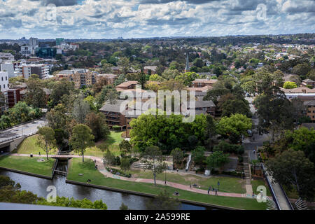 Parramatta suburb of Sydney and aerial view of the city and suburbs ...