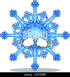 Cute Christmas snowflake with crying and tears emotion, sad face ...