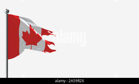 Canada 3D tattered waving flag illustration on Flagpole. Isolated on ...