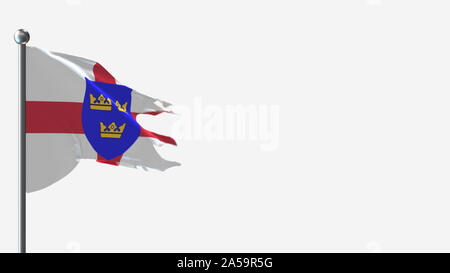 East Anglia 3D waving flag illustration on winner podium with three ...
